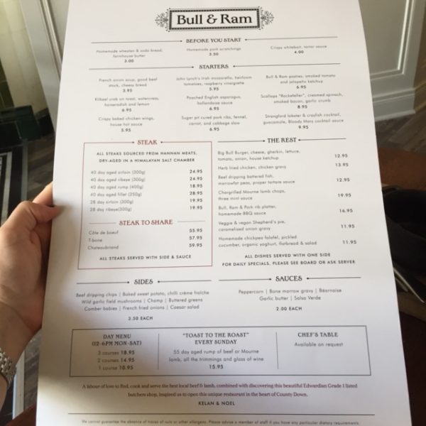 A review of the Bull and Ram restaurant in Ballynahinch